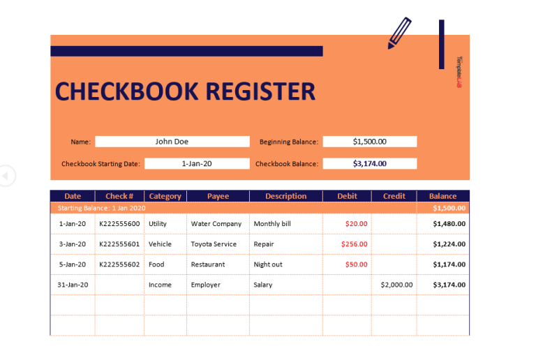 17+ Printable Check Register Template Download [FREE PDF] – Templates Art